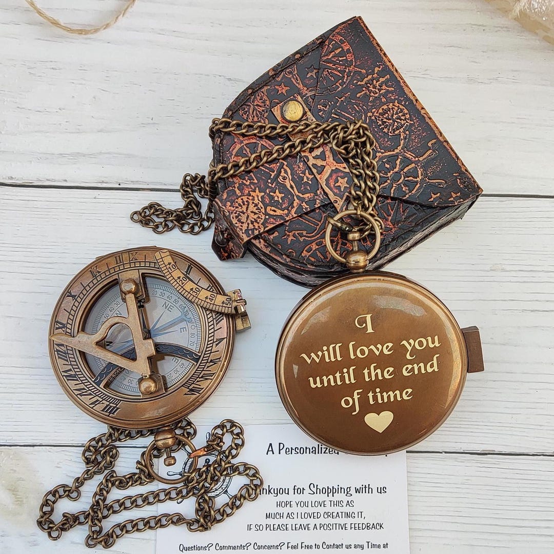 Personalized Sundial Compass,custom Engraved Gift, Dad Gift, Functional ...
