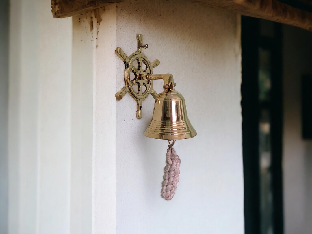 Personalized Brass Bell: Maritime Ship Wheel Wall Decor 8 Inch, Unique ...