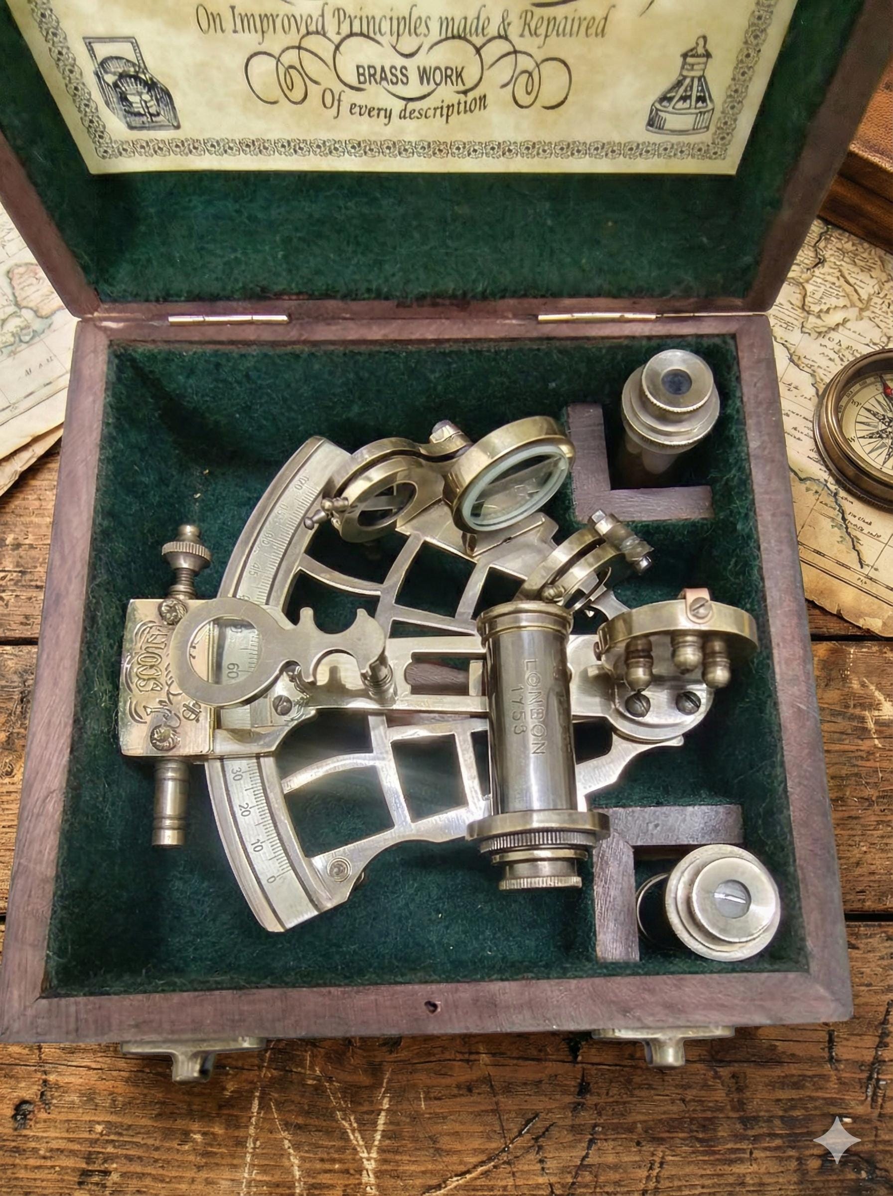 Personalized Brass Sextant, Nautical Steampunk Decor, Custom Engraved ...