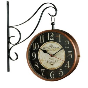 Antique Brown Metal Analog Railway Clock, Wall Hanging Timekeeper ...