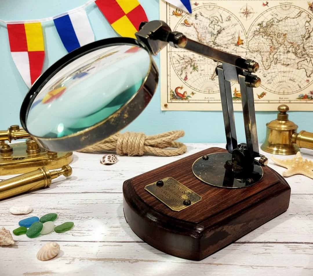Personalized Engraved Brass Magnifying Glass With Wooden Stand | Custom ...