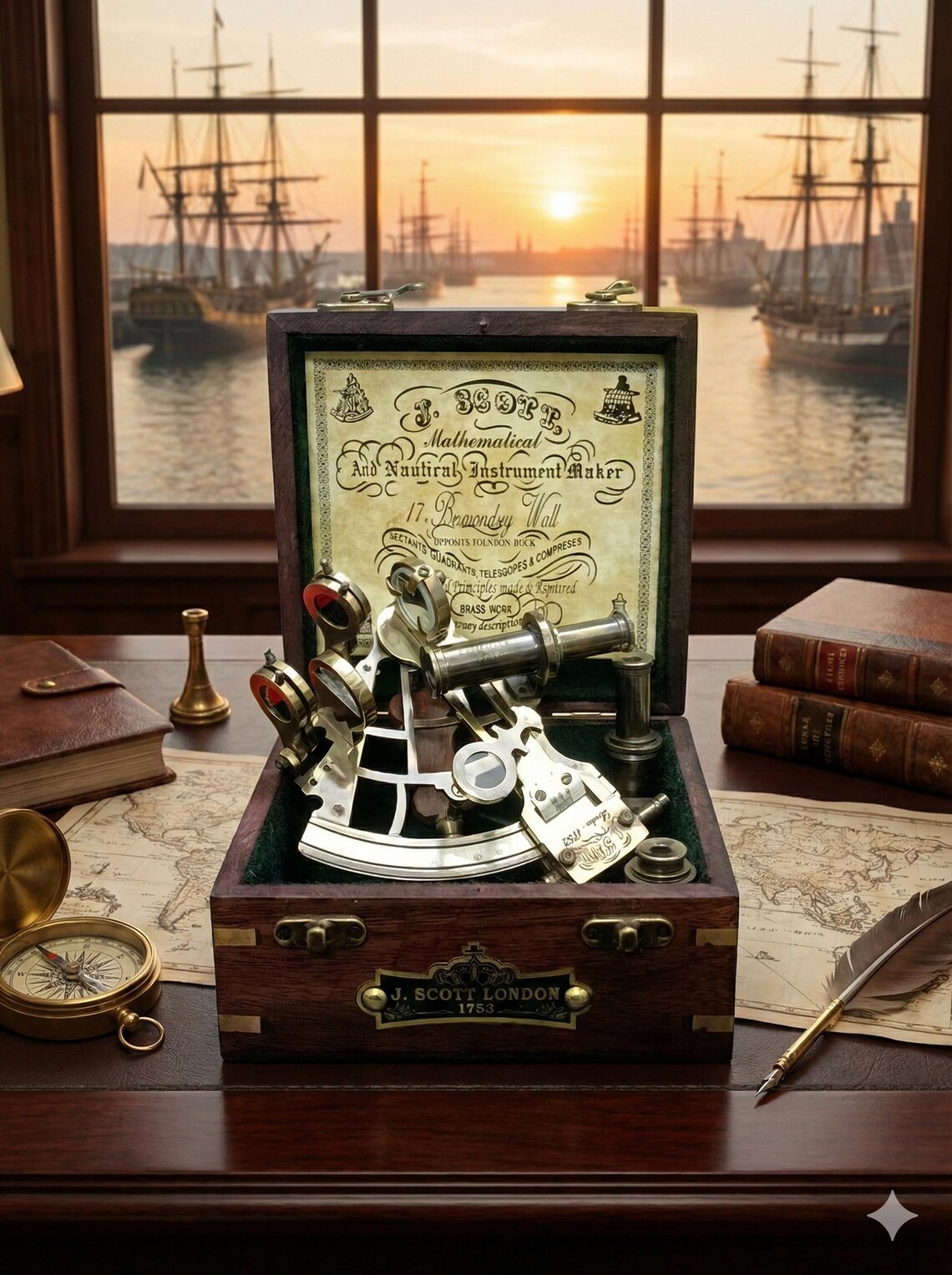 Personalized Brass Sextant, Nautical Steampunk Decor, Custom Engraved ...