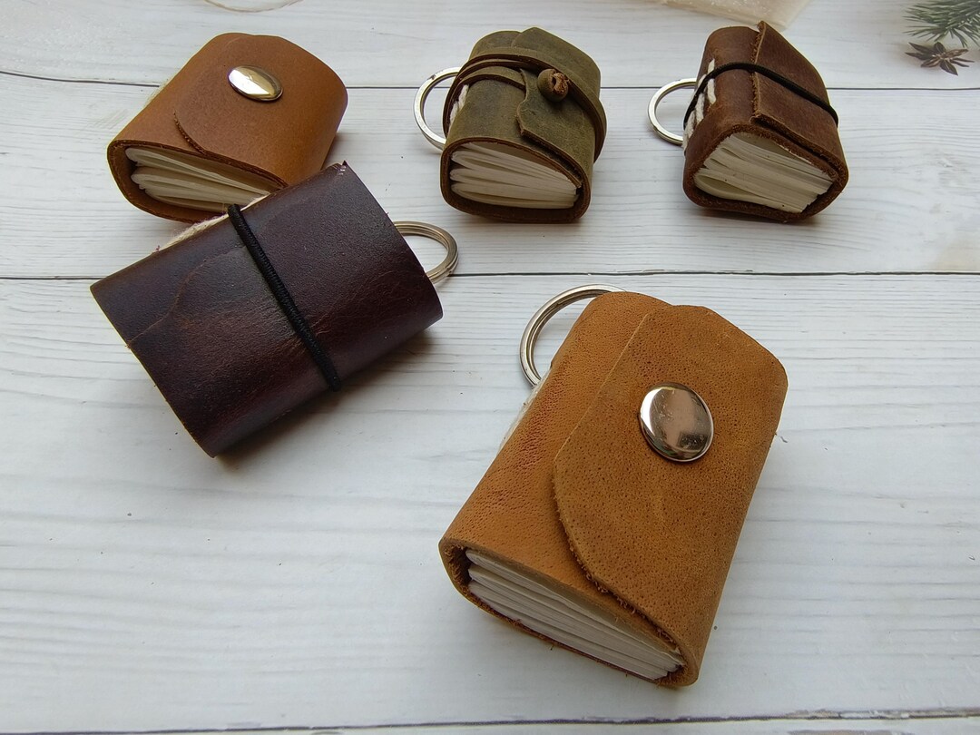 Personalized Leather Journal Keychain – Mini Pocket Notebook With ...