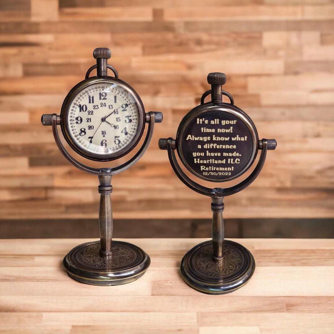 Personalized Custom Engraved Table Clock for Office Decor, Unique Countertop Timekeeper for ...