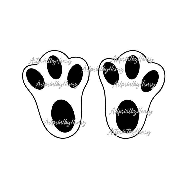 Rabbit Feet SVG and JPEG Bunny Instant Digital Download One Color File ...