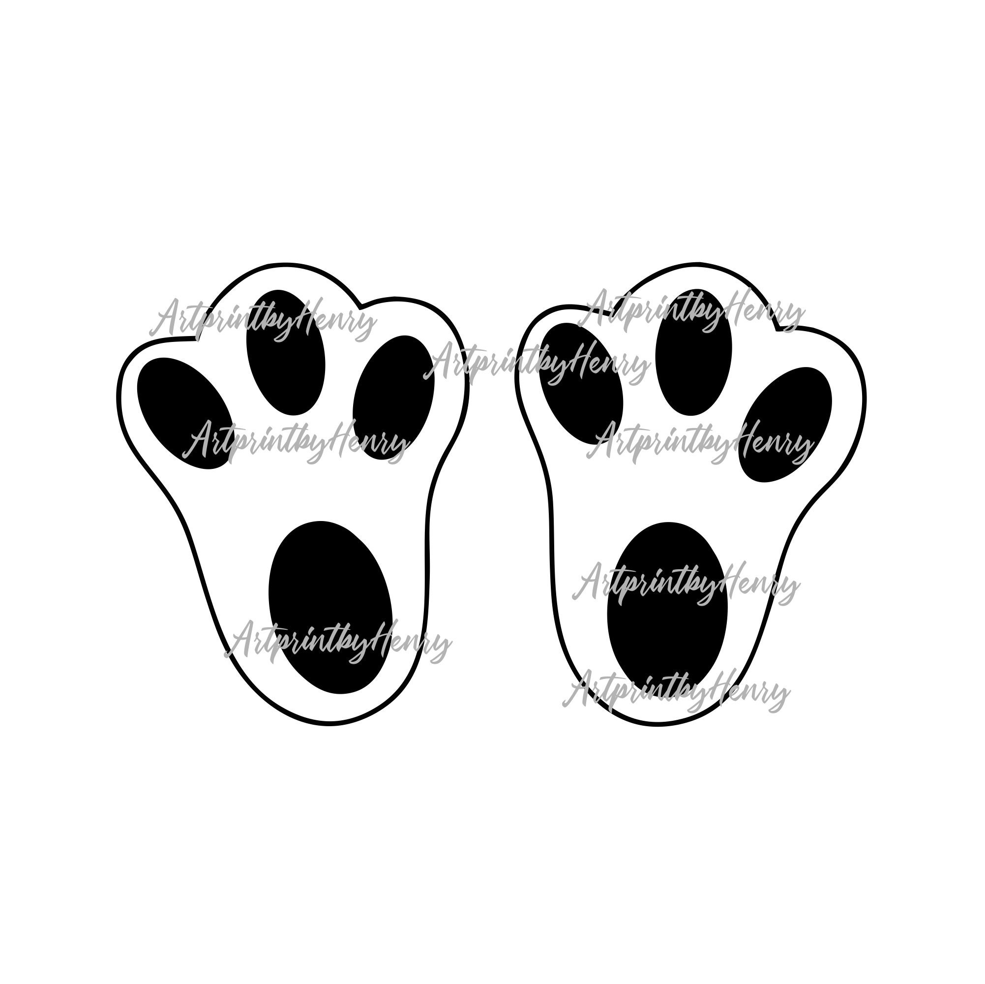 Rabbit Feet SVG and JPEG Bunny Instant Digital Download One Color File ...
