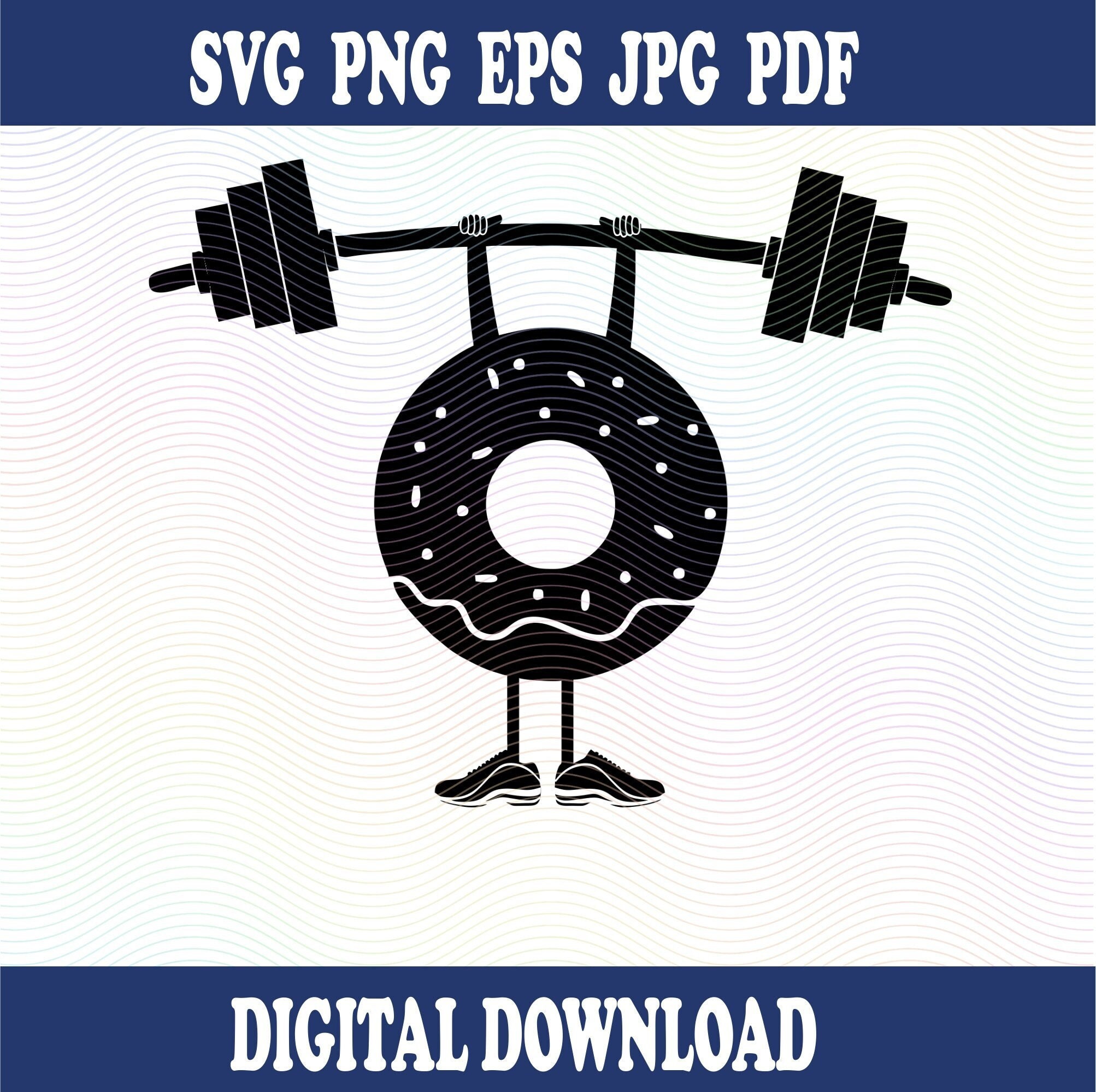 Donut Barbell, PNG JPG, Silhouette, Cameo, Cricut, Iron On, Digital ...