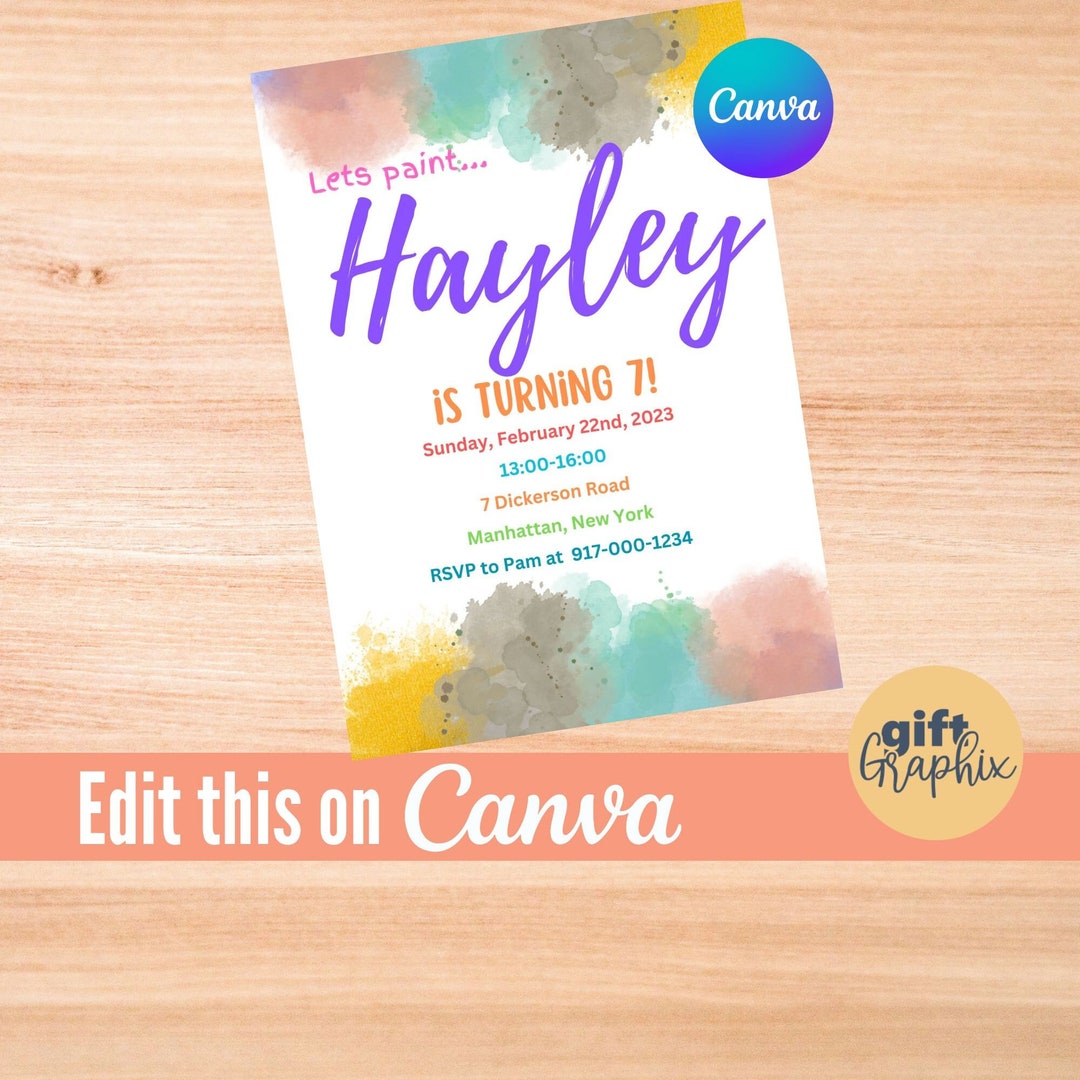 Pintura Invitación de cumpleaños Pintura Invitación Fiesta Arte Invitación a fiesta Arco iris ...