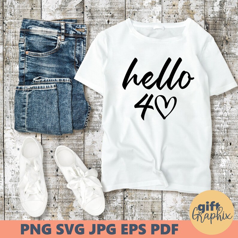Hello 40 Svg, 40th Birthday Design, Hello 40th Sublimation Png ...