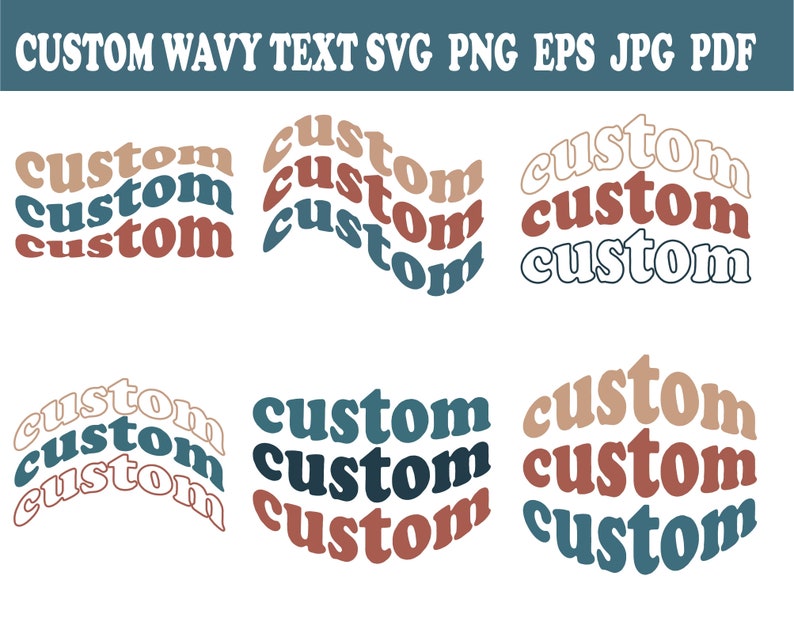 Custom Svg, Custom Wavy Stacked Svg, Customized Retro Wavy Text Svg ...