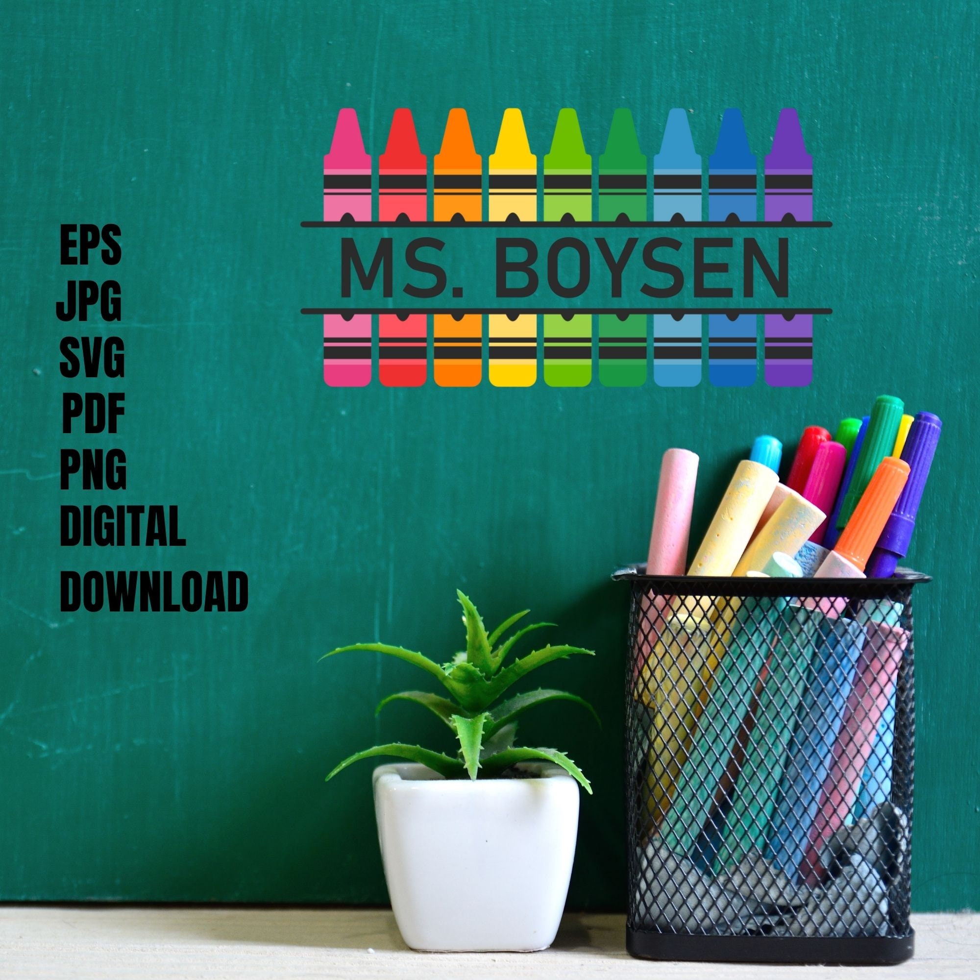 Crayon Monogram Svg, Crayon Split Monogram Svg, Teacher Monogram Svg ...