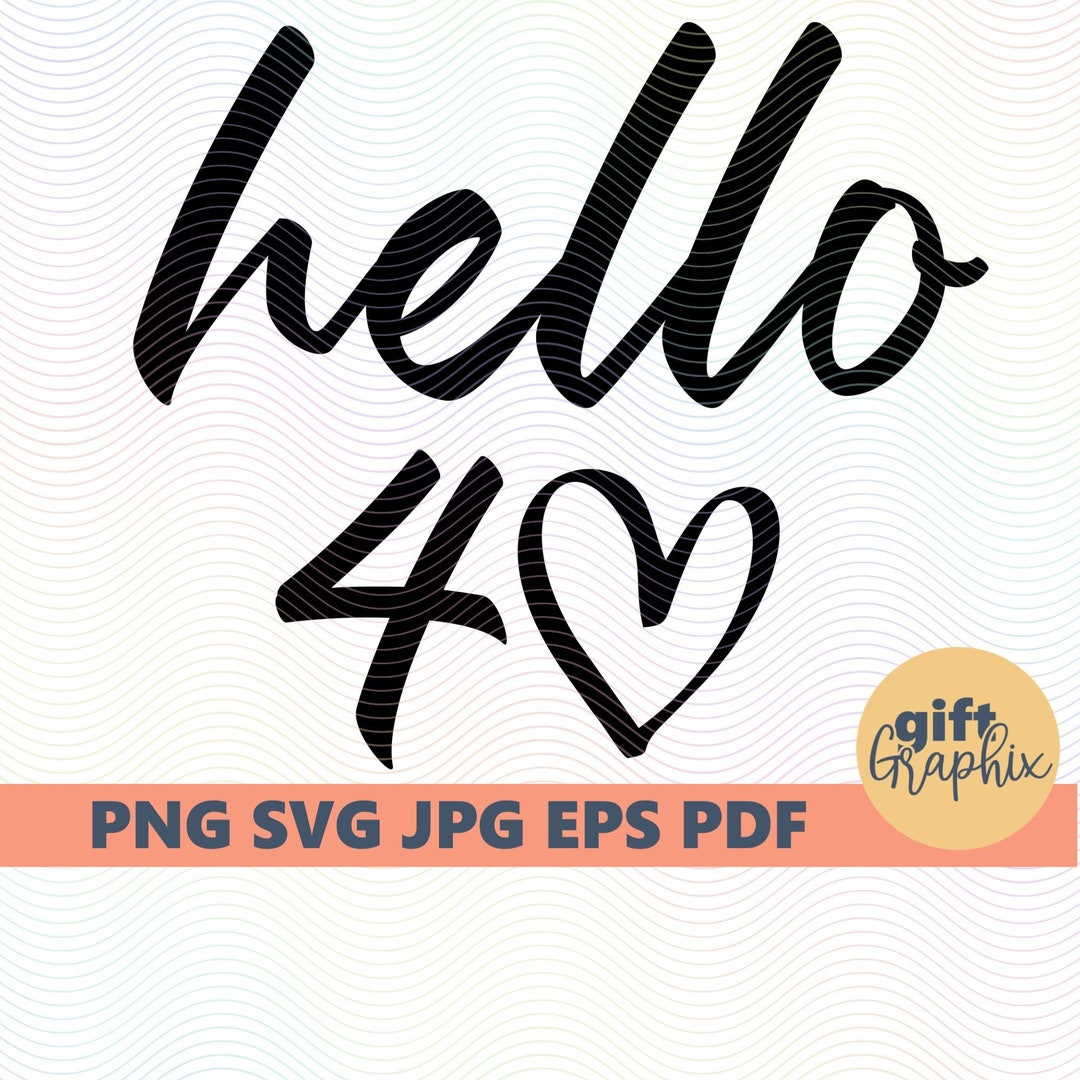 Hello 40 Svg, 40th Birthday Design, Hello 40th Sublimation Png ...