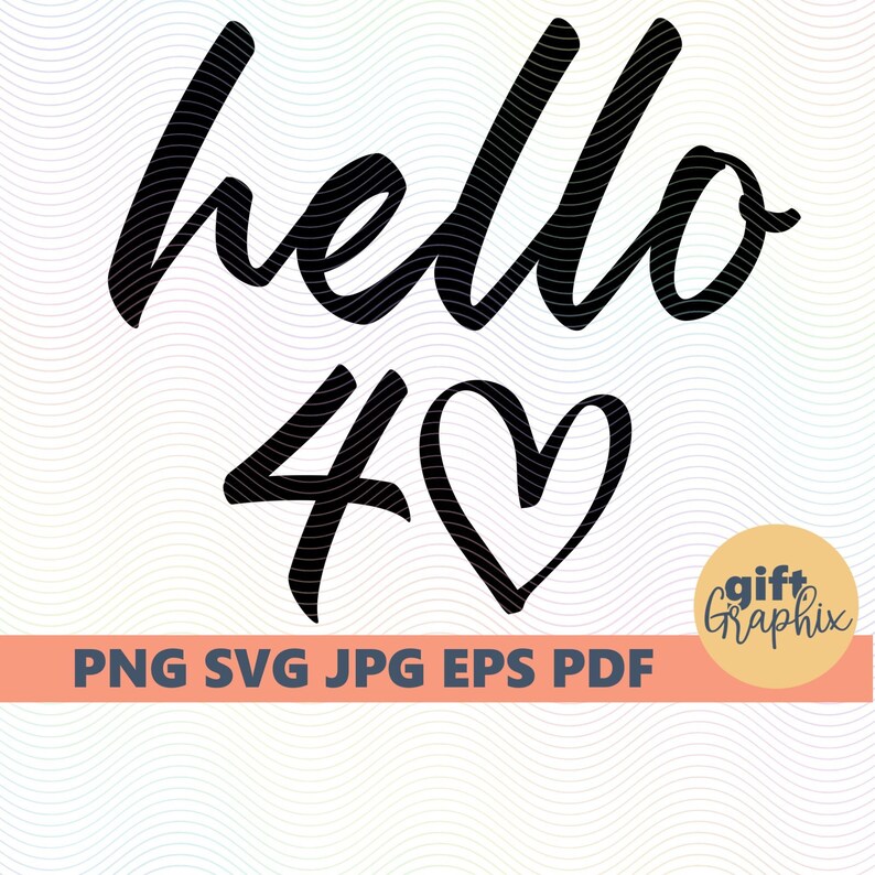 Hello 40 Svg, 40th Birthday Design, Hello 40th Sublimation Png ...