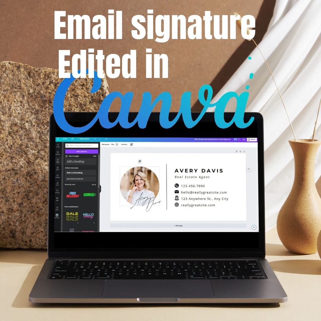 Editable Email Signature on Canva, Modern Email Signature, Yahoo Mail Signature, Gmail Email ...