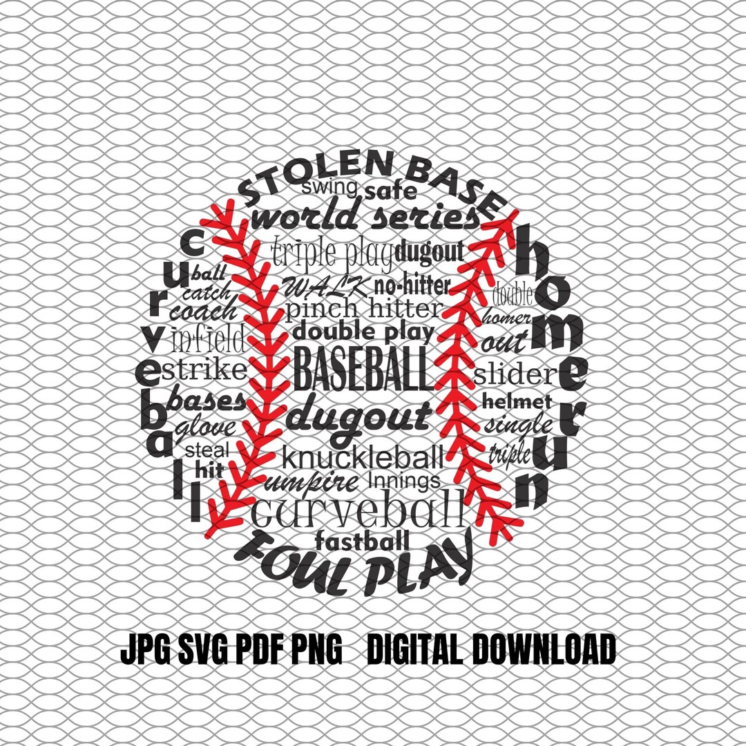 Baseball Wordart, Png Eps Dxf, Baseball Wordart Png, Baseball Cricut ...