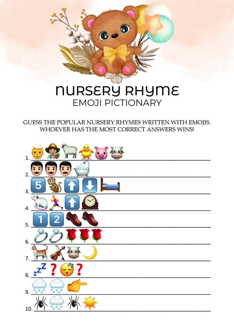 Baby Shower Emoji Pictionary GAME baby Shower Emoji Pictionary ANSWER ...