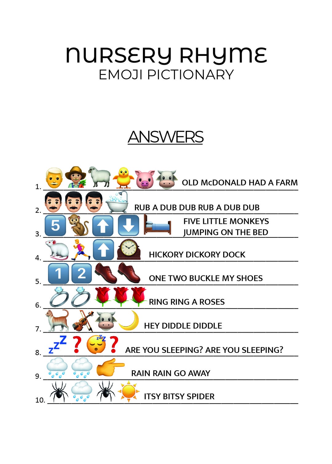 Baby Shower Emoji Pictionary GAME baby Shower Emoji Pictionary ANSWER ...