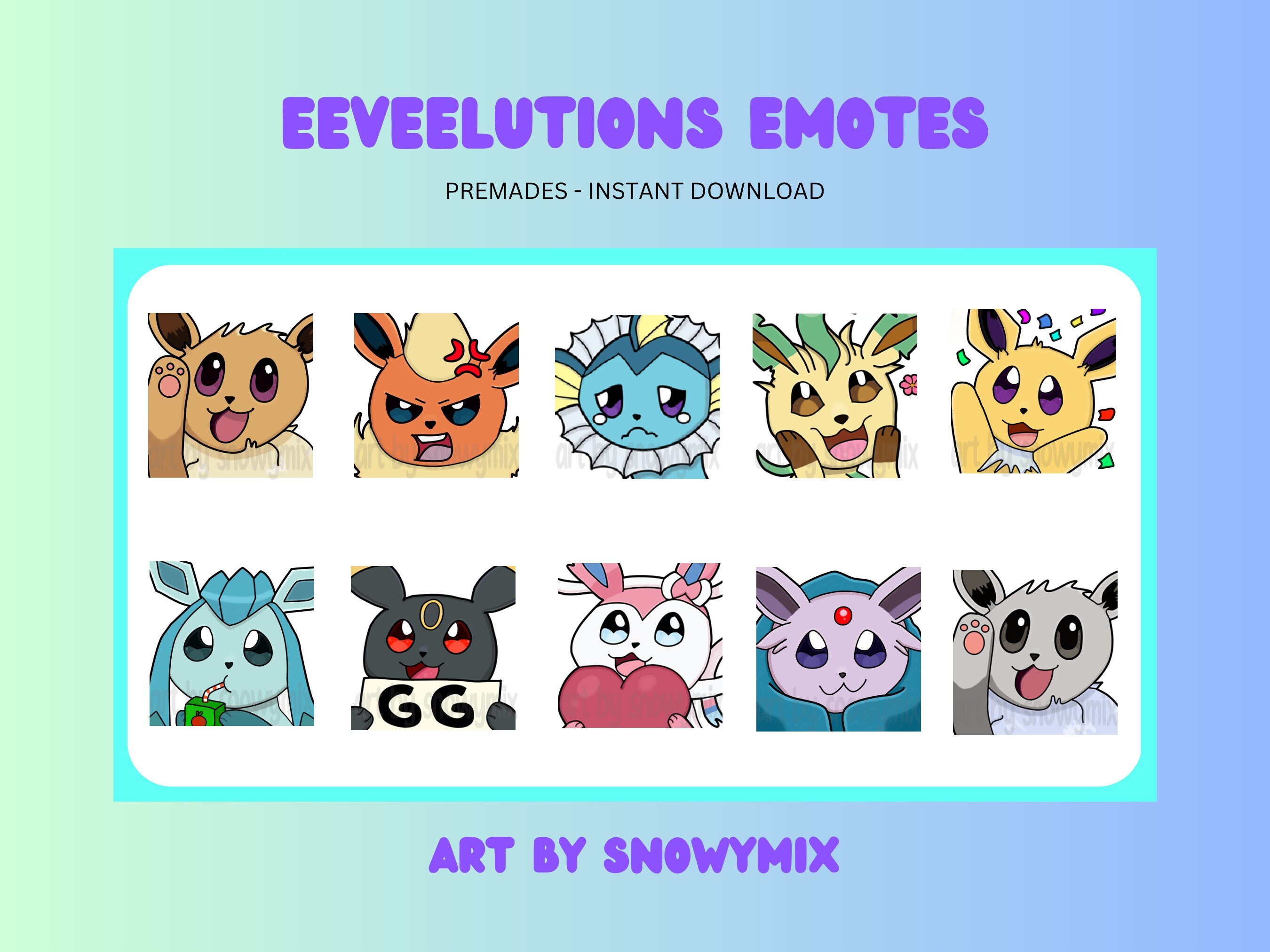 Eevee Eeveelutions Premade Emotes (10) | Twitch Discord | Instant ...