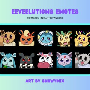 Eevee Eeveelutions Premade Emotes (10) | Twitch Discord | Instant ...