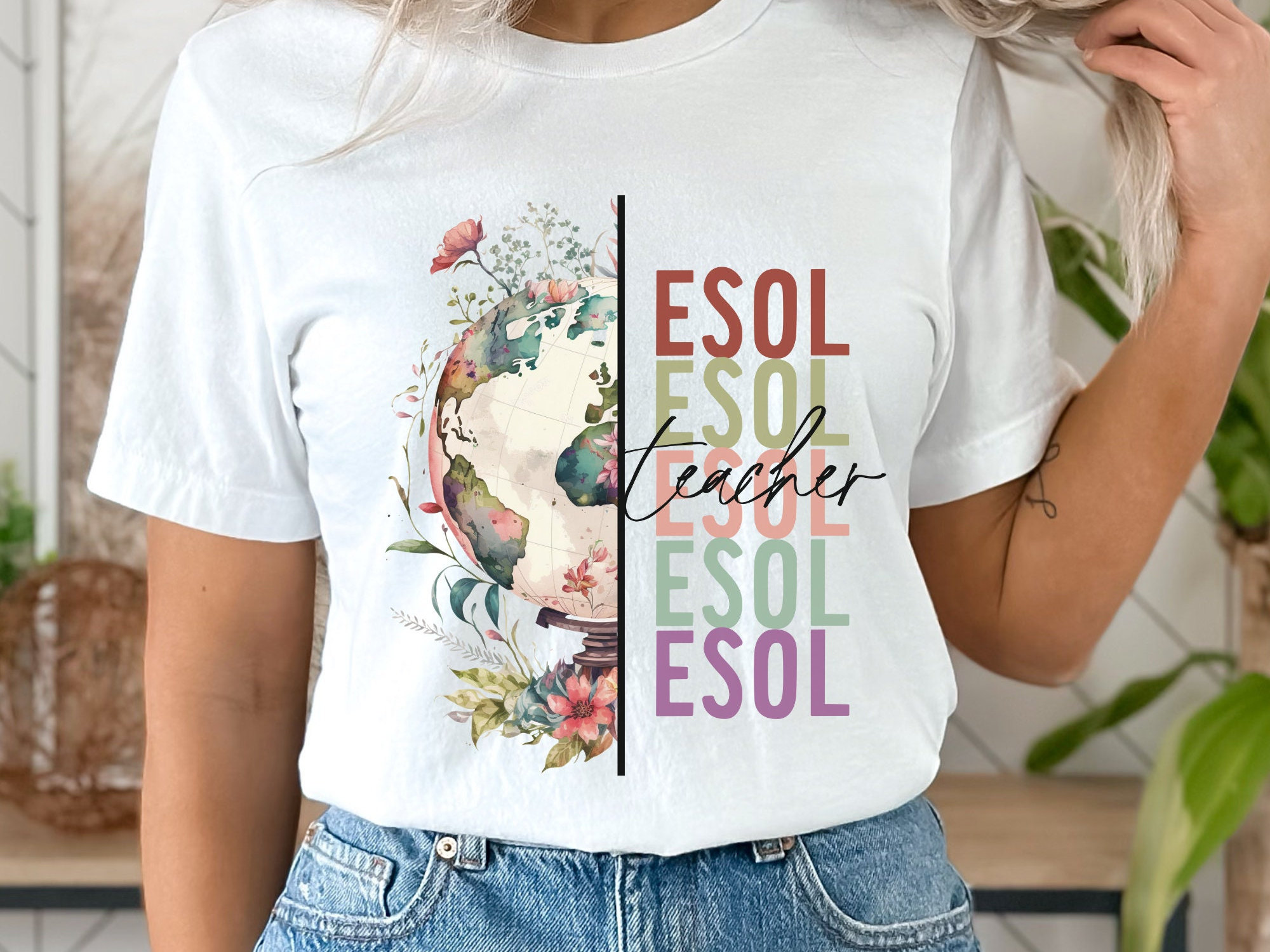 Teach ESOL Teacher T-shirt, Cute World Language Tee, Perfect Teacher ...