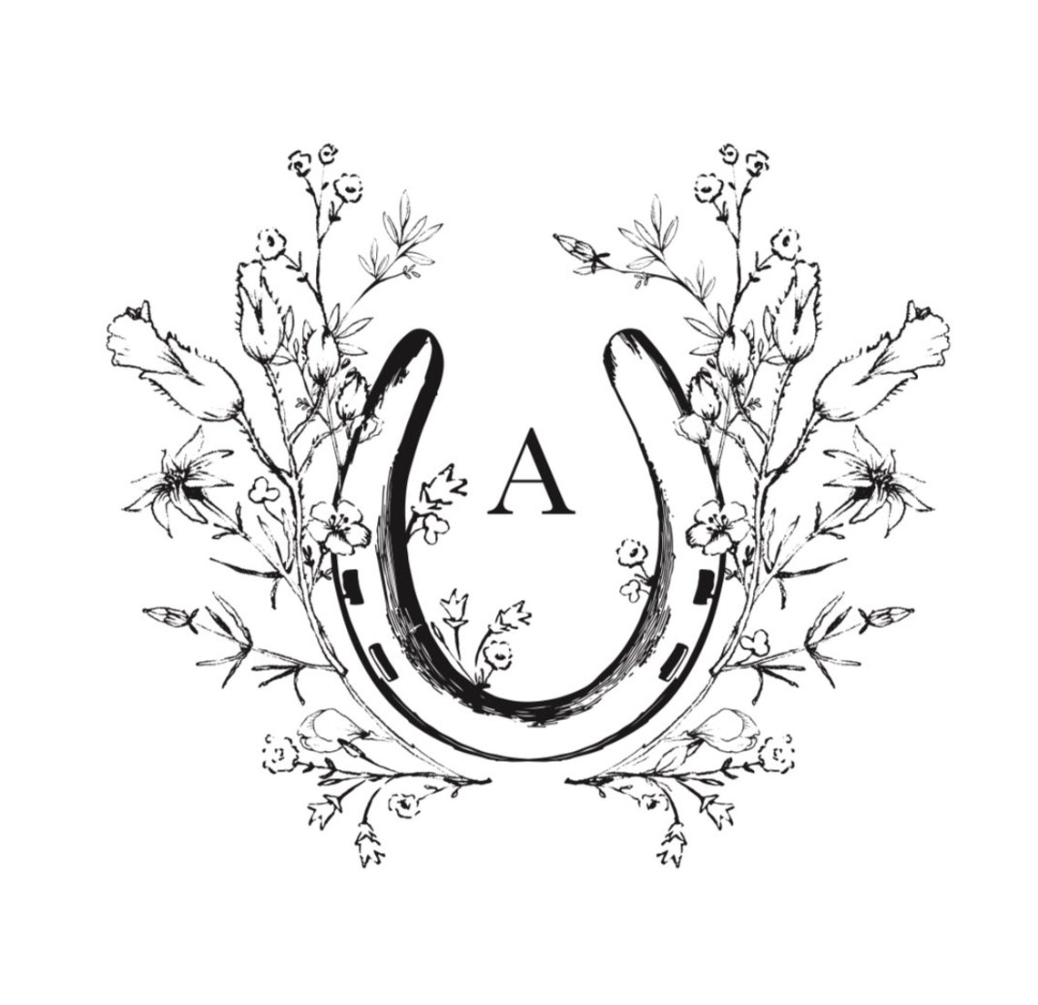 Western Horseshoe Monogram Digital Embroidery Machine File | Instant ...