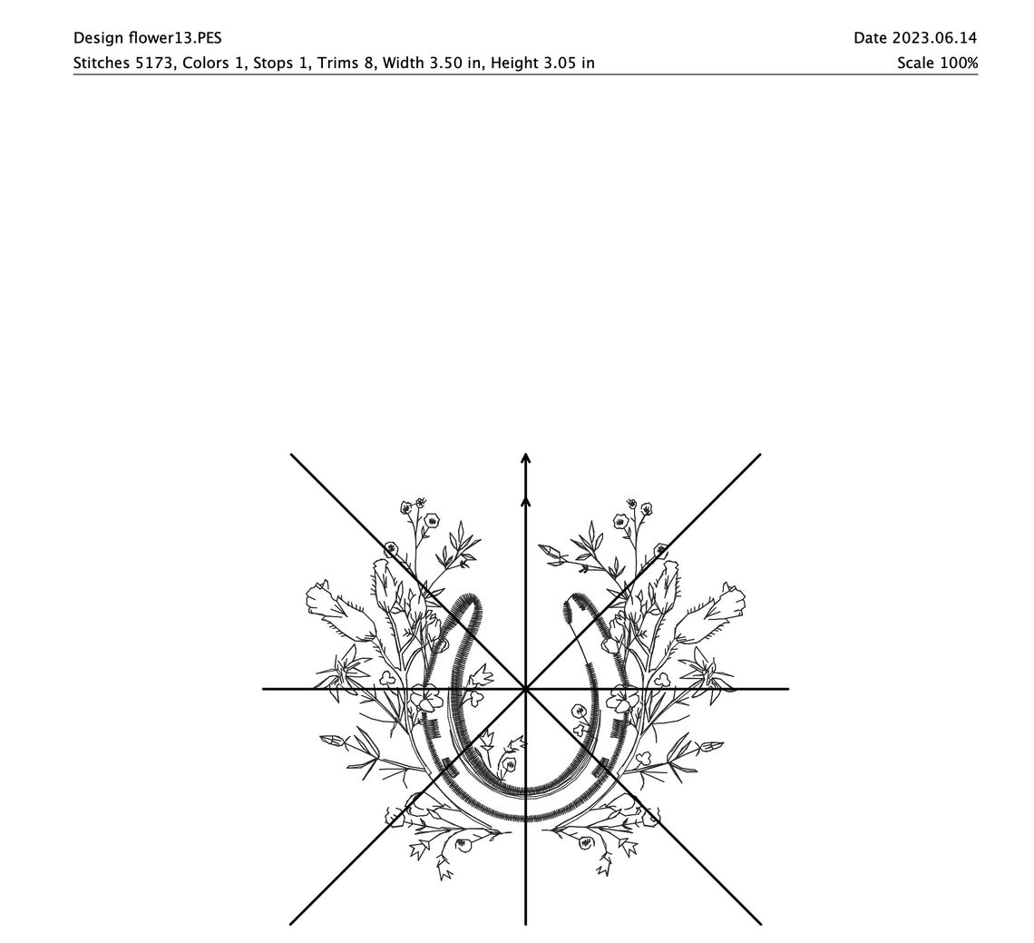 Western Horseshoe Monogram Digital Embroidery Machine File | Instant ...