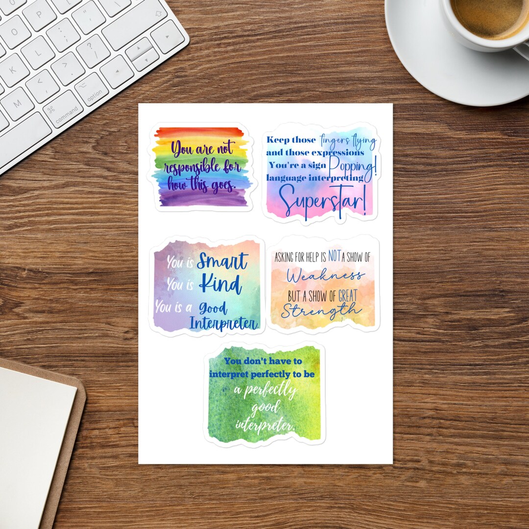 Motivational Interpreter Sticker Sheet, ASL Interpreter Stickers for ...