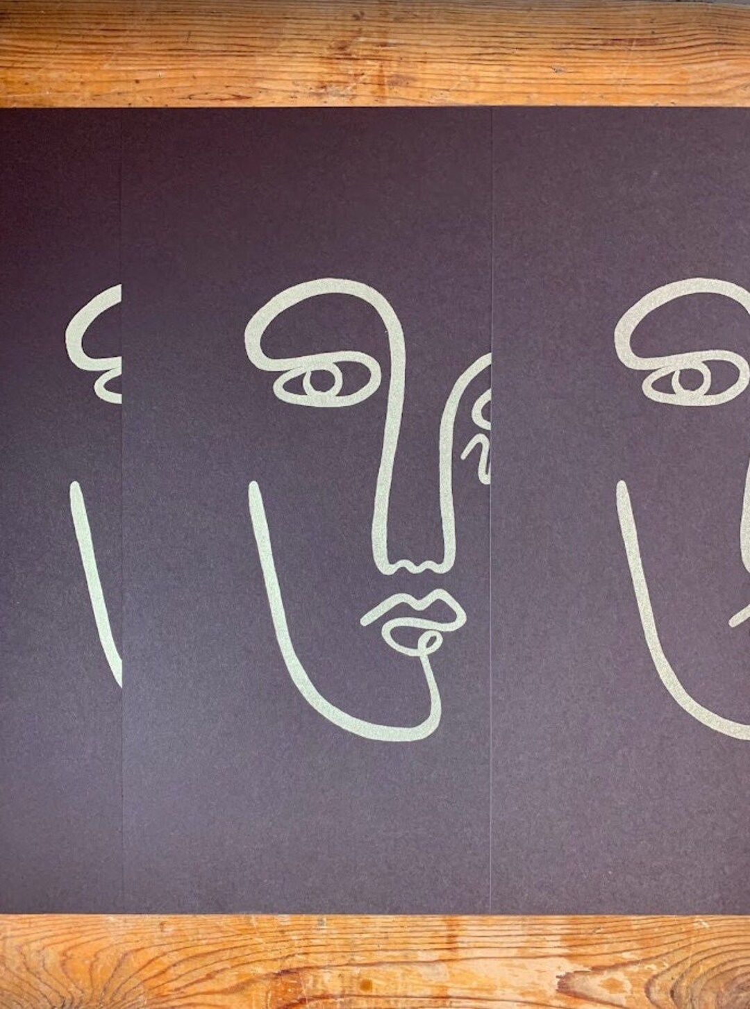 A3 Minimalist Line Drawing Face Screen Print L 'simple Lines' L Wall ...