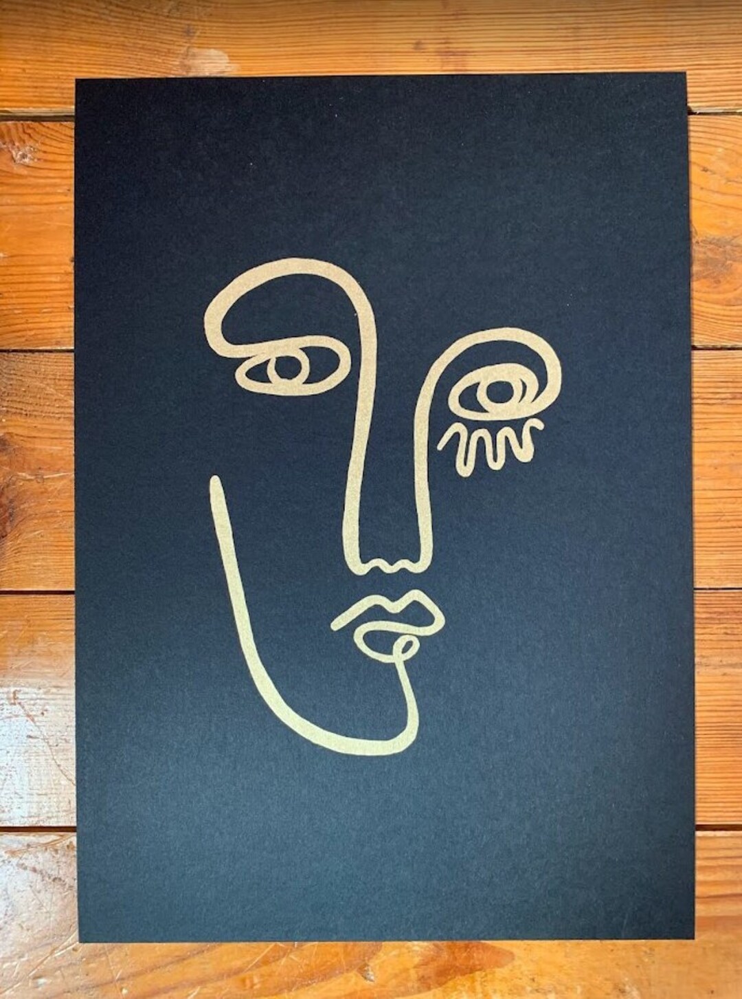 A3 Minimalist Line Drawing Face Screen Print L 'simple Lines' L Wall ...