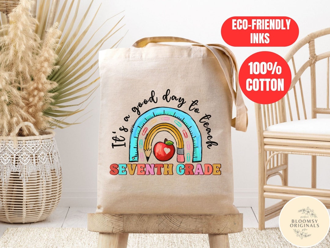 Rainbow Pencil 7th Grade Canvas Tote Bag,seventh Grade Teacher Tote ...
