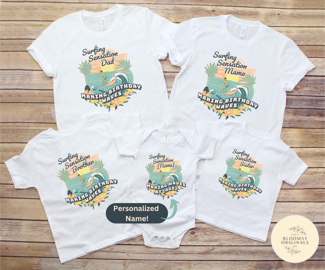 Surfing Sensation Personalized Family Matching Birthday Surf Shirt ...