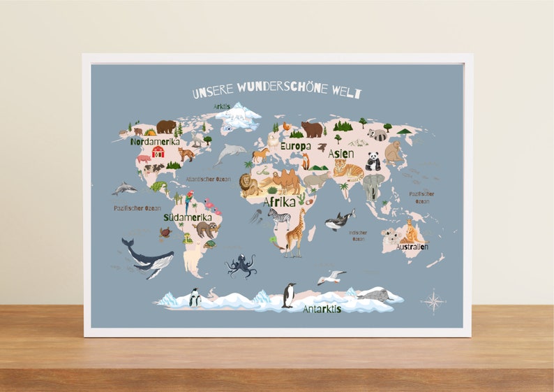 World Map for Children, Poster for Children's Room, Wall Decoration for ...