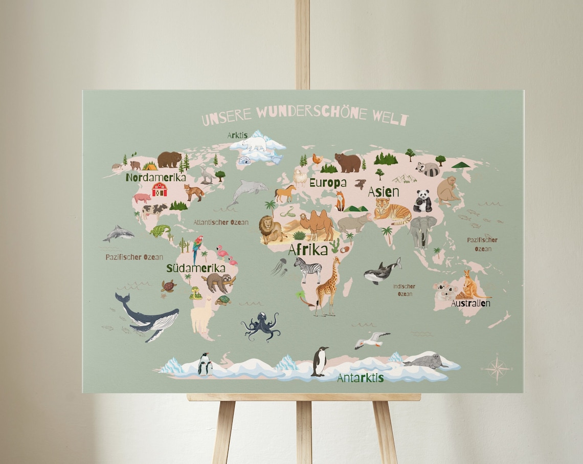 World Map for Children, Poster World Map, Poster for Children's Room ...