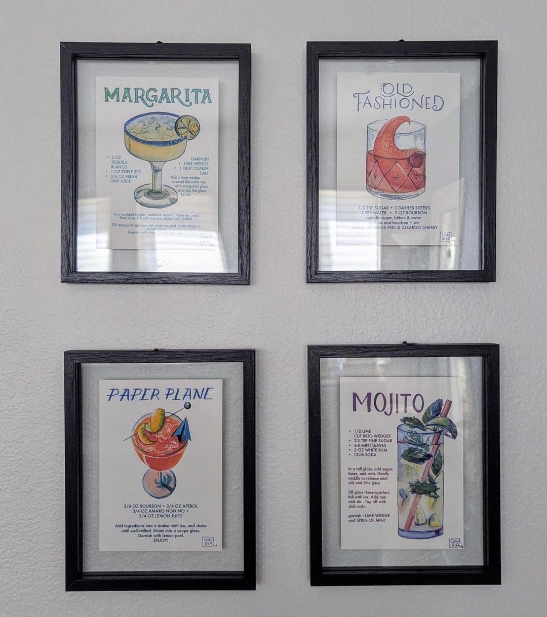 Vibrant Watercolor Cocktail Art Print | 5x7 & 8x10 | Hand-lettered ...