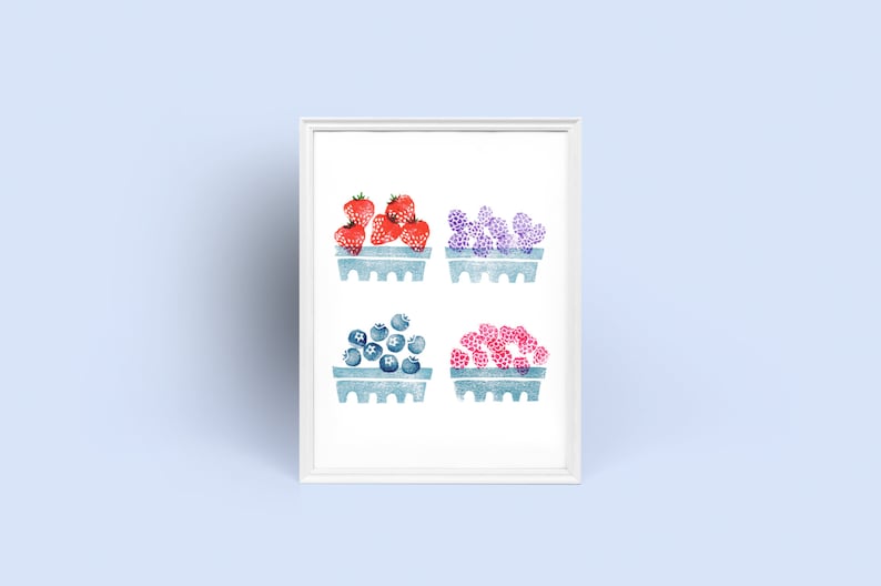 Art Print Berry Handmade Art Kitchen Art Berry Poster - Etsy