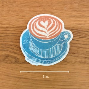 Latte Sticker - Linocut Artwork Sticker - Etsy