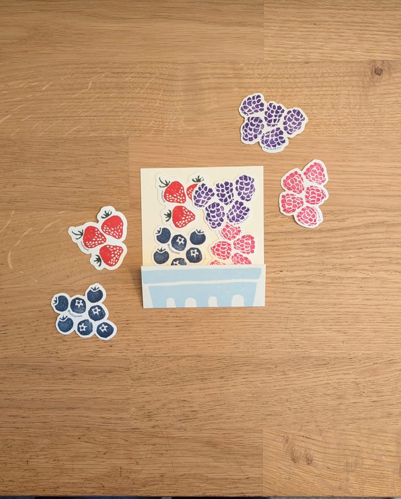 Berry Sticker Pack One Each of Blueberry, Strawberry, Raspberry, and ...