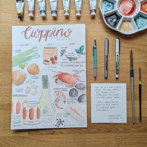 Custom Illustrated Recipe - Original Watercolor Painting - Etsy