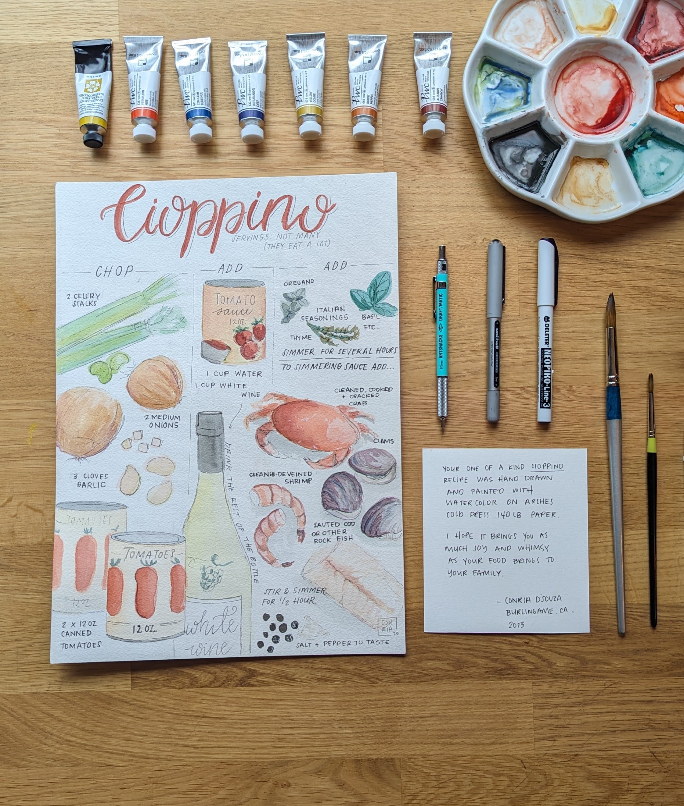 Custom Illustrated Recipe - Original Watercolor Painting - Etsy