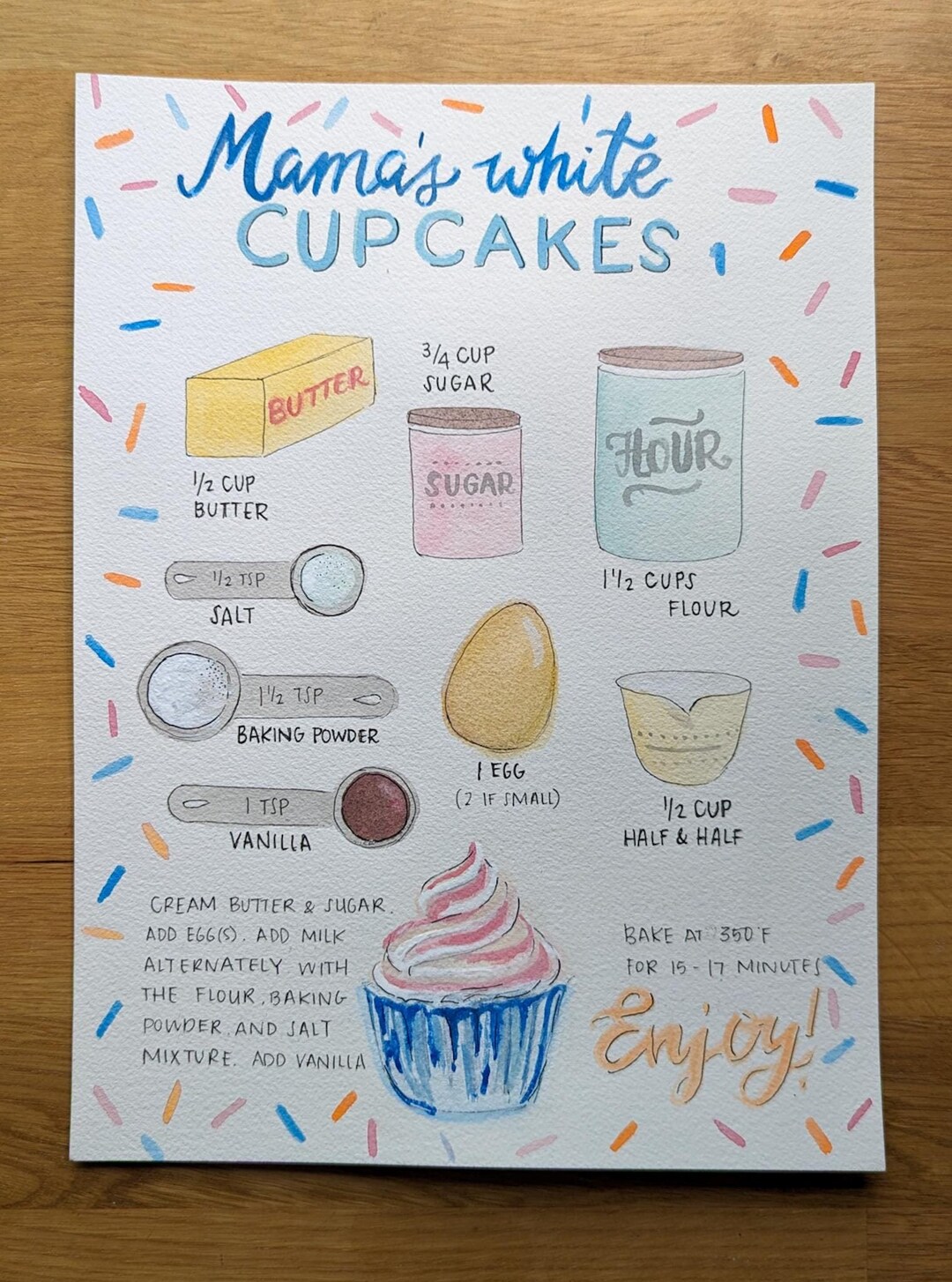 Custom Illustrated Recipe – Hand-painted Watercolor Artwork - Etsy