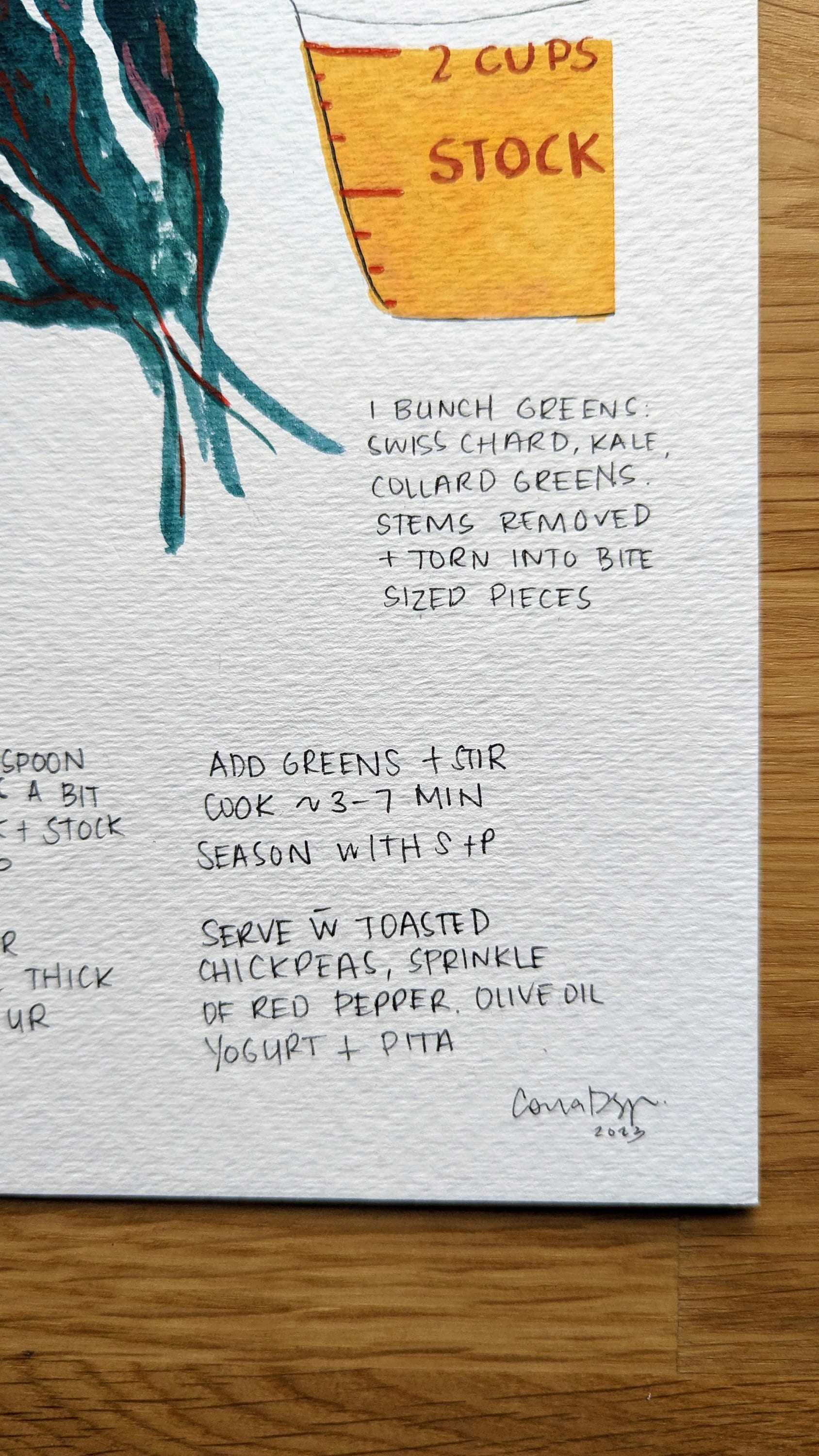 Custom Recipe Watercolor Painting: Handwritten Kitchen Wall Art - Etsy