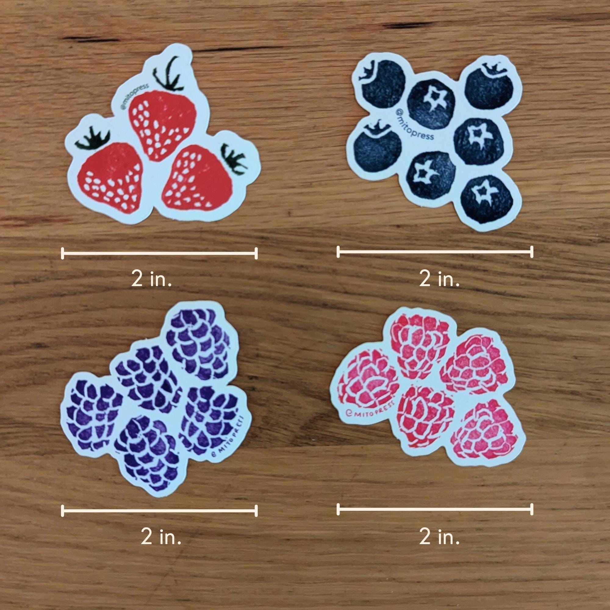 Berry Sticker Pack One Each of Blueberry, Strawberry, Raspberry, and ...