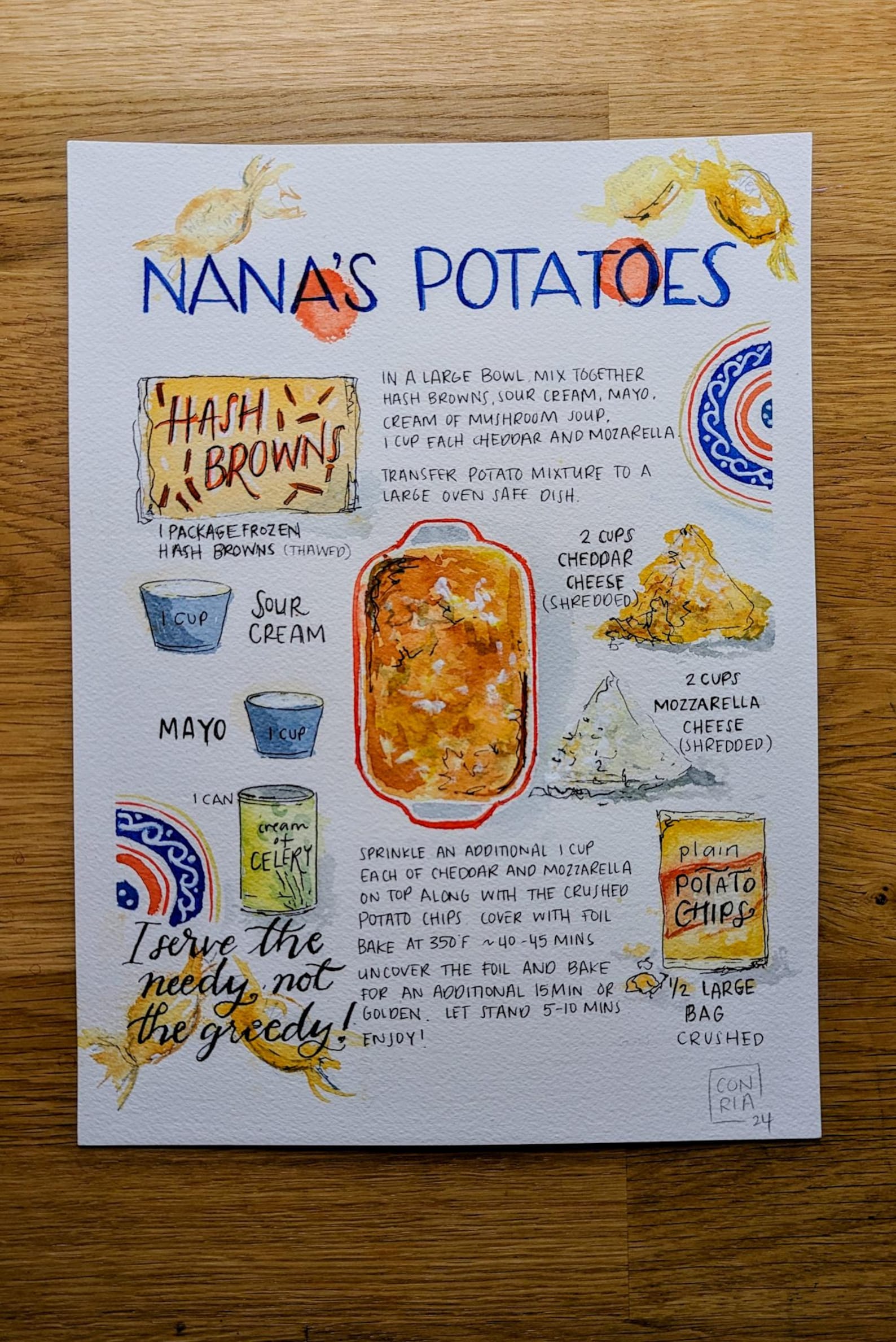 Custom Illustrated Recipe – Hand-painted Watercolor Keepsake Artwork - Etsy