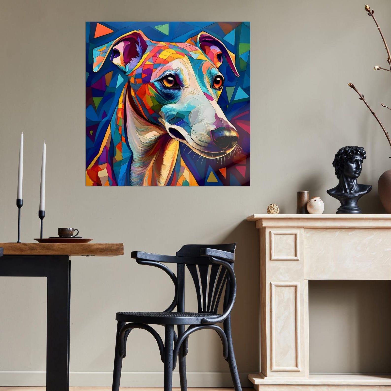 Whippet No.2, Beautiful Image Captures the Personality, Vibrant Colours ...