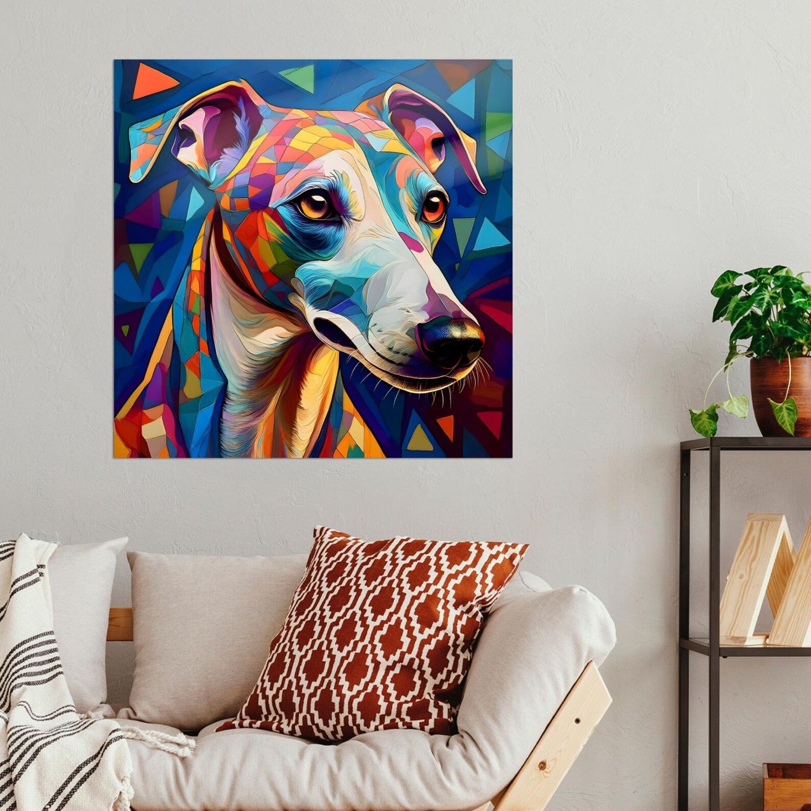 Whippet No.2, Beautiful Image Captures the Personality, Vibrant Colours ...