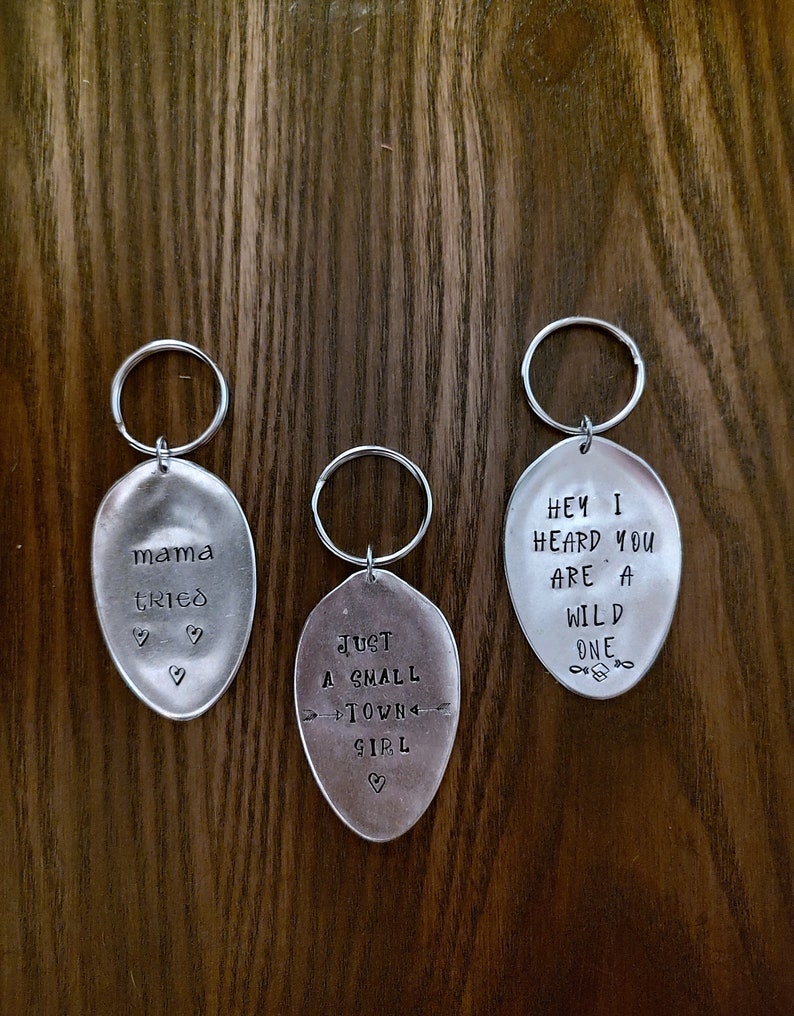 Handmade Vintage Spoon Keychain - Choose Your Quote - Etsy