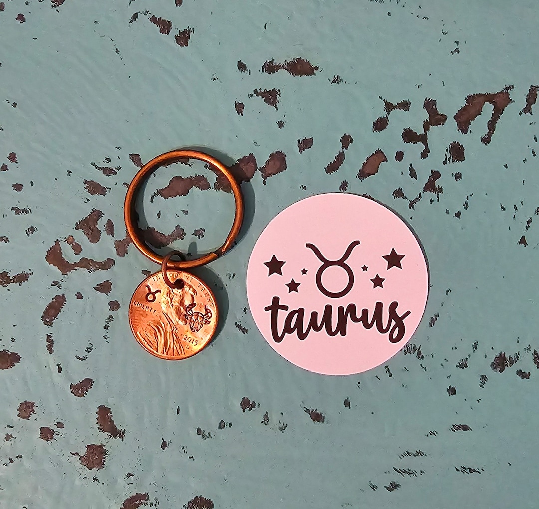 Taurus Zodiac Handstamped U.S.A. Penny Keychain - Etsy