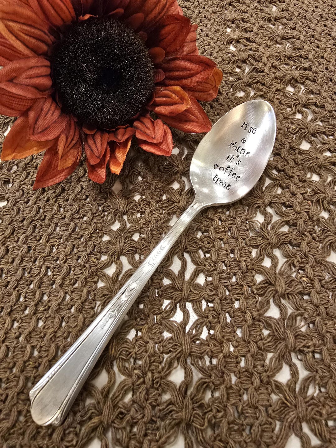 Handmade Handstamped Vintage Coffee Spoon - Rise and Shine It's Coffee ...