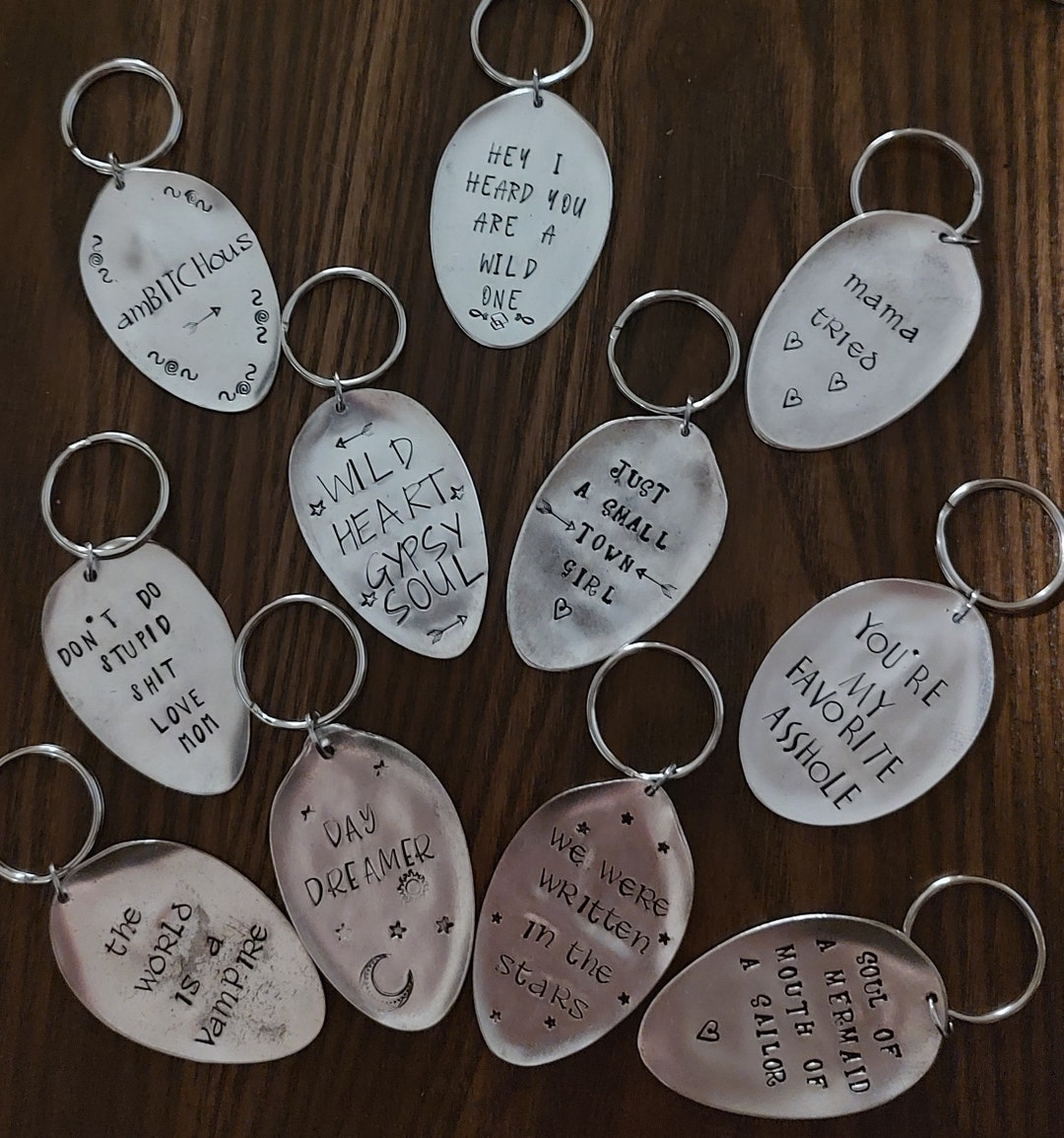 Handmade Vintage Spoon Keychain - Choose Your Quote - Etsy