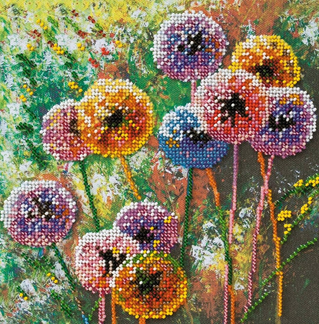Bead Embroidery Kit Colorful Bloom Spheres • Abstract Floral Beading ...